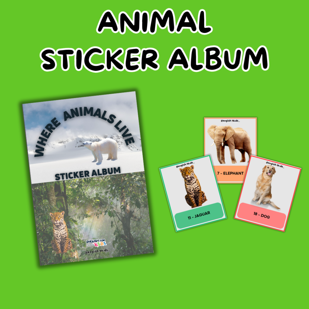 ANIMALS STICKER ALBUM – English for Kids