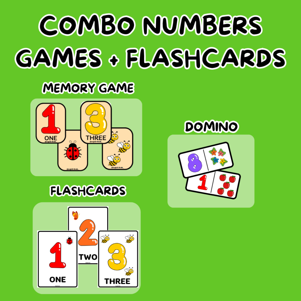 COMBO NUMBERS GAMES + FLASHCARDS – English for Kids