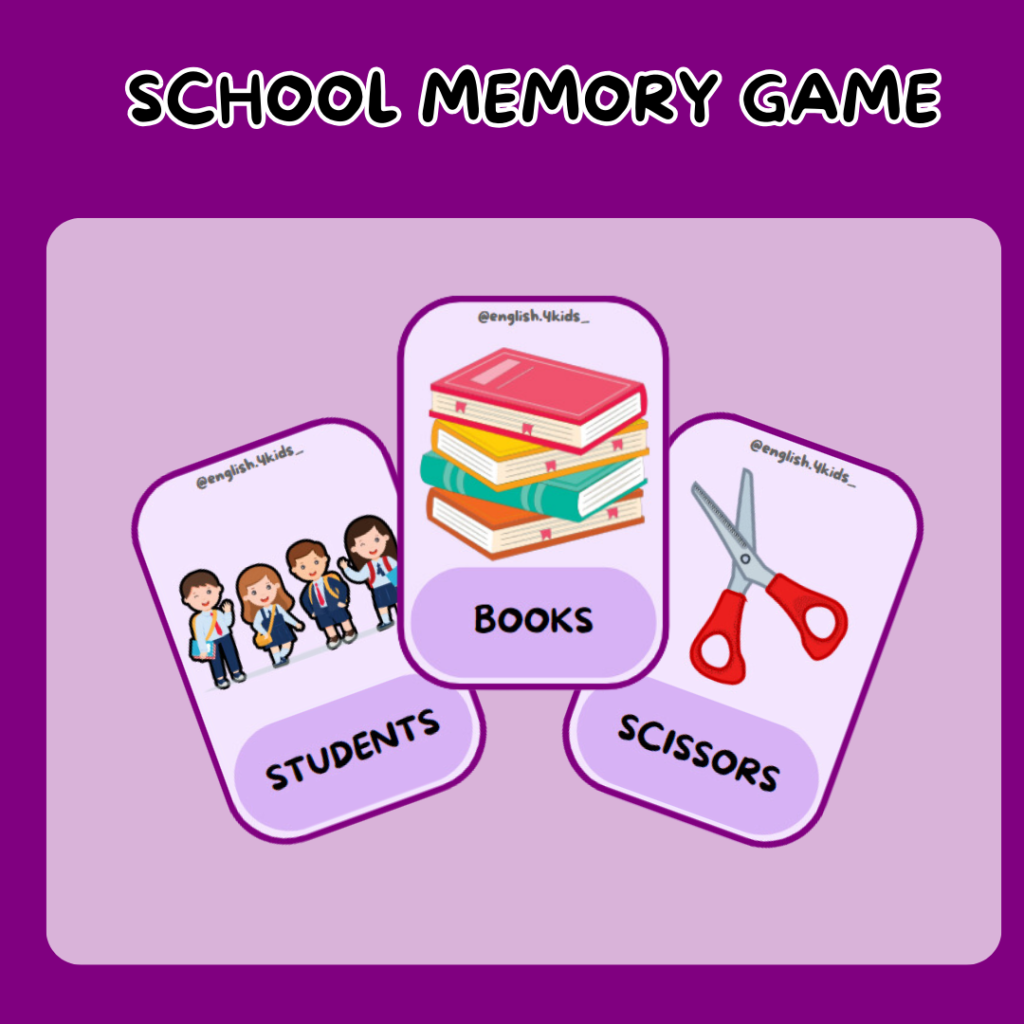 SCHOOL MEMORY GAME – English for Kids