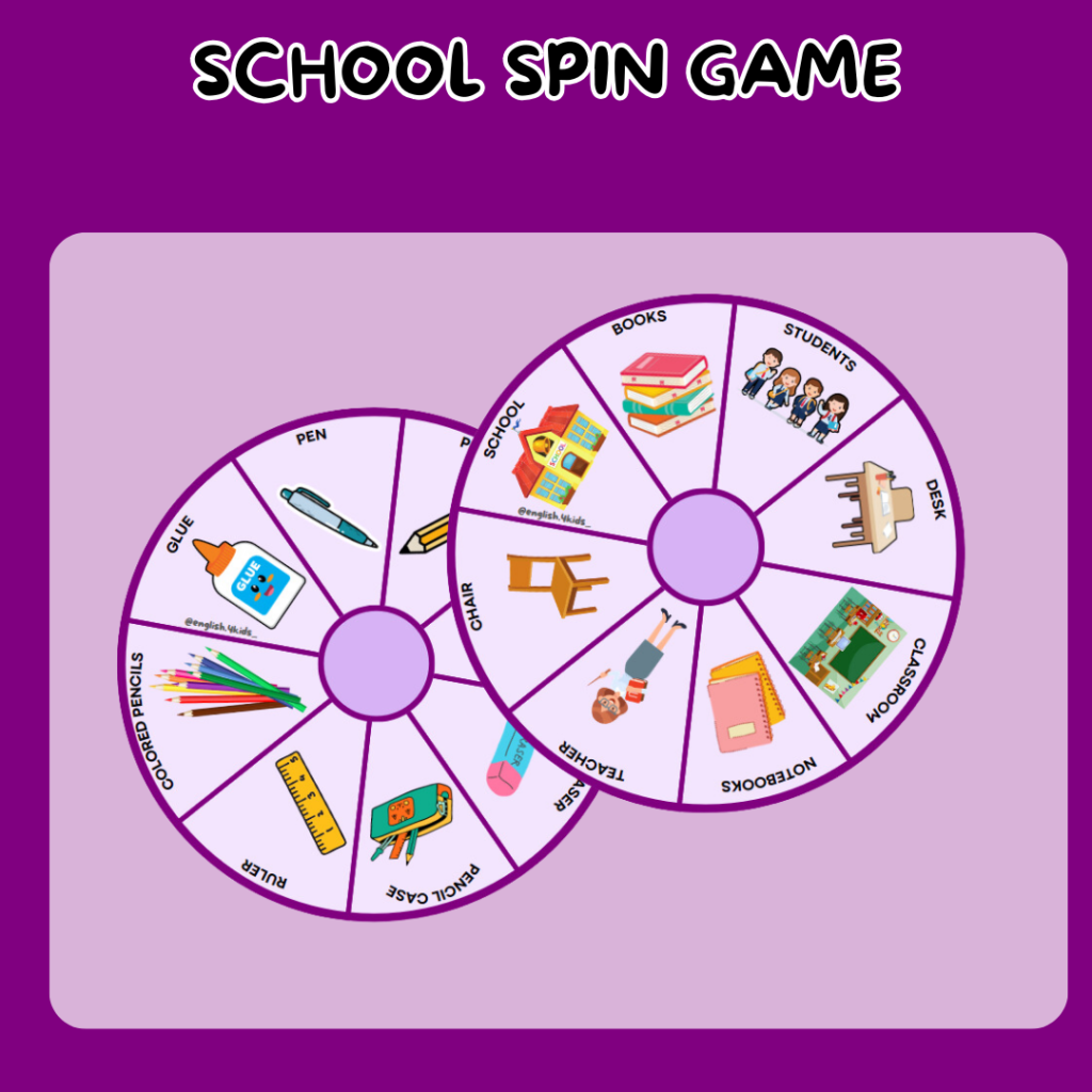SCHOOL SPIN GAME – English for Kids