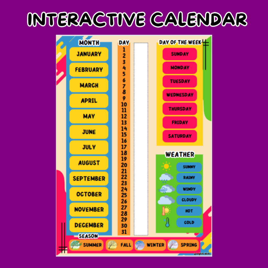 INTERACTIVE CALENDAR 1.0 – English for Kids