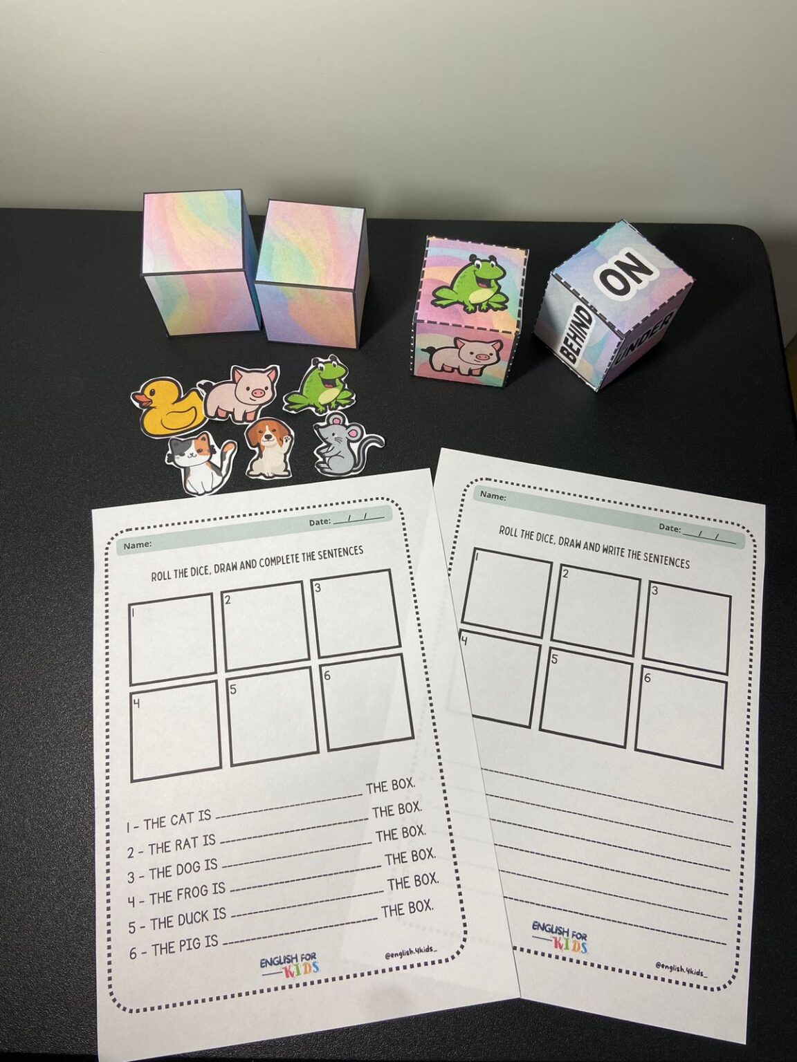 PREPOSITIONS OF PLACE – DICE GAME – English for Kids