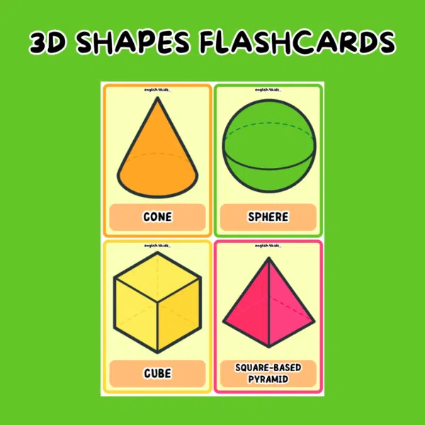 3D SHAPES FLASHCARDS – English for Kids